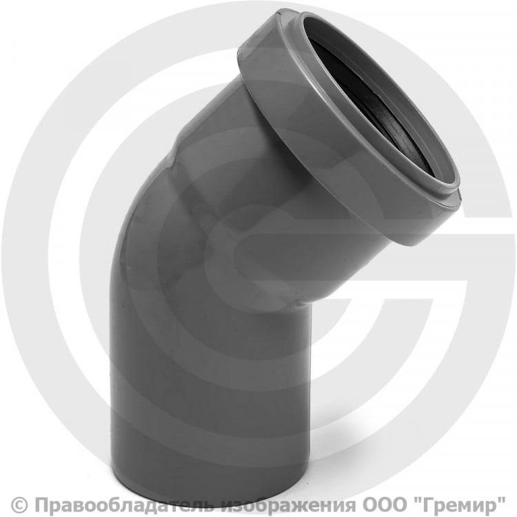 Отвод PP-H серый Дн 50 45гр б/нап в/к VALFEX купить в Москве - цены в ...