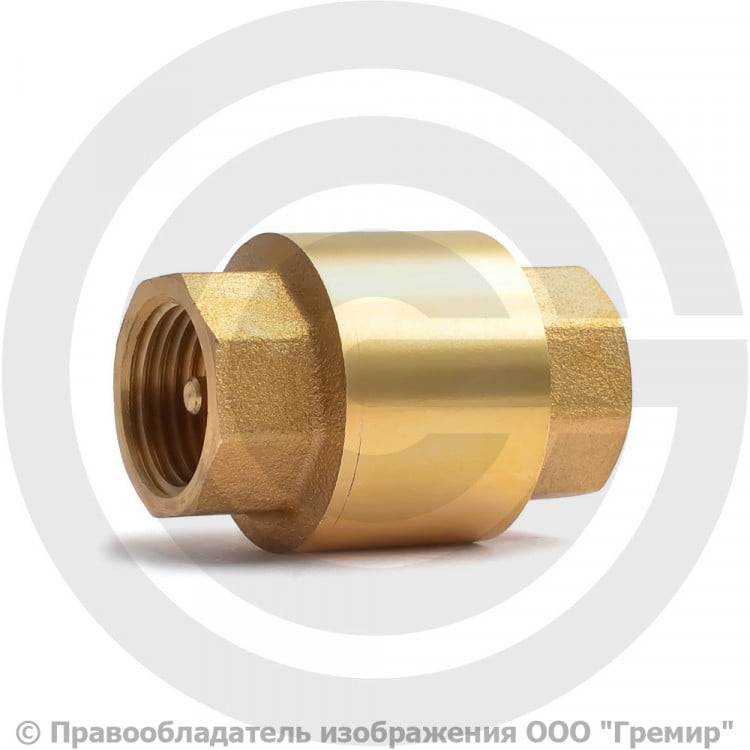 Клапан обратный осевой латунный Ду-20 (3/4") Ру-16 ВР шток латунь Китай ...