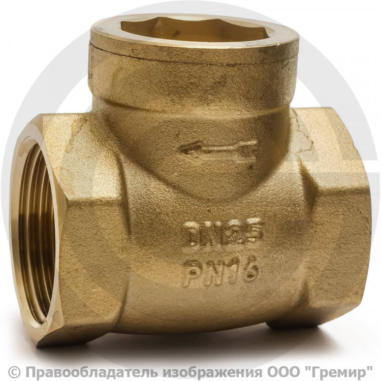 Клапан обратный поворотный Ду-20 (3/4") Ру-16 ВР латунь+EPDM Китай ...
