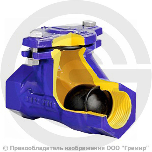 Клапан обратный шаровый муфтовый Ду-40 (1 1/2") Ру-16 ВР шар сталь+NBR ...